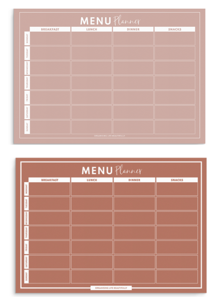 Weekly Menu Planner Magnet A4 – Clover & Arrow